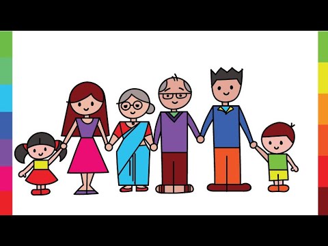 Learn 2 Draw a JOINT FAMILY - Grandparents Parents Children - Cute & Very Easy FAMILY Drawing