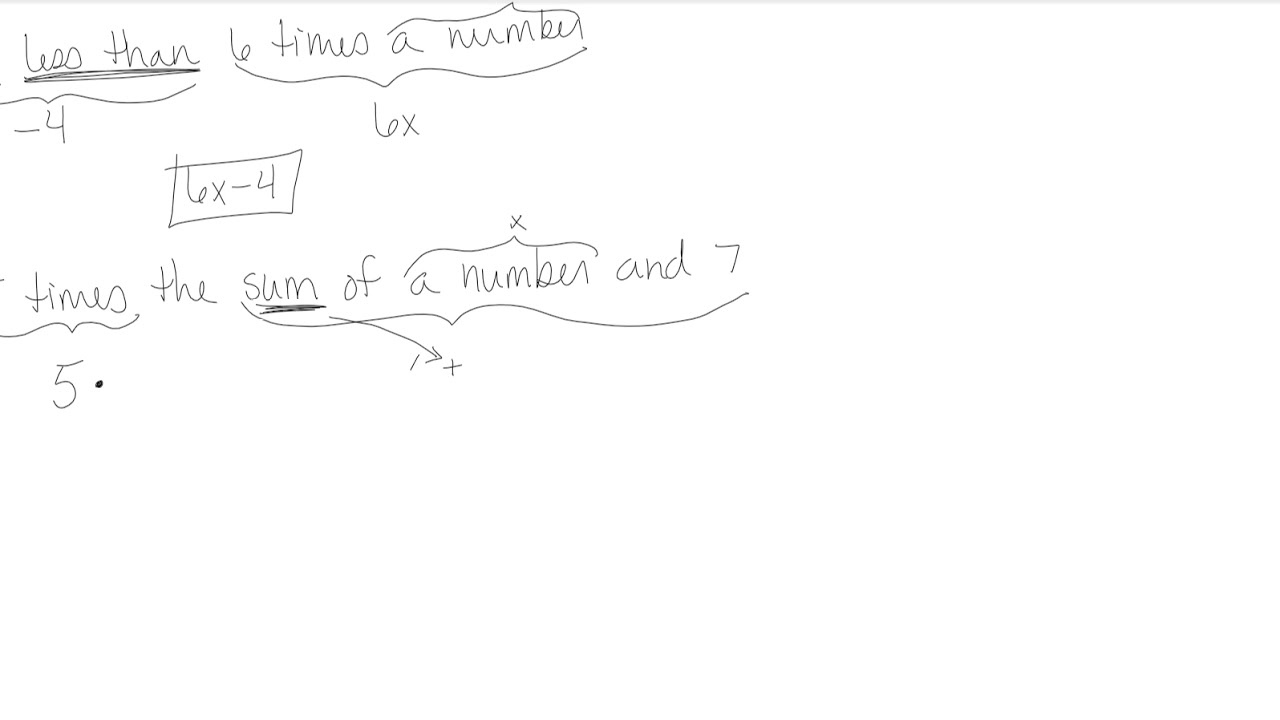 Algebraic Expressions from Verbal Expression - YouTube