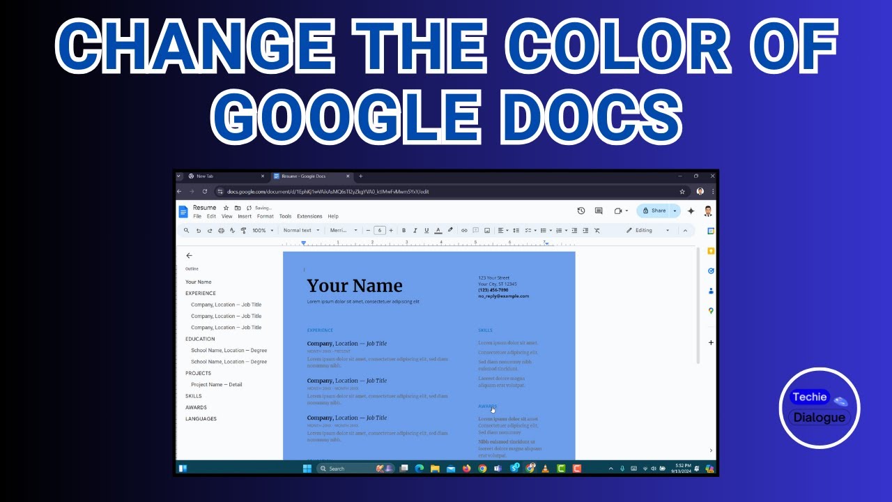 How to Change the Color of Google Docs - YouTube