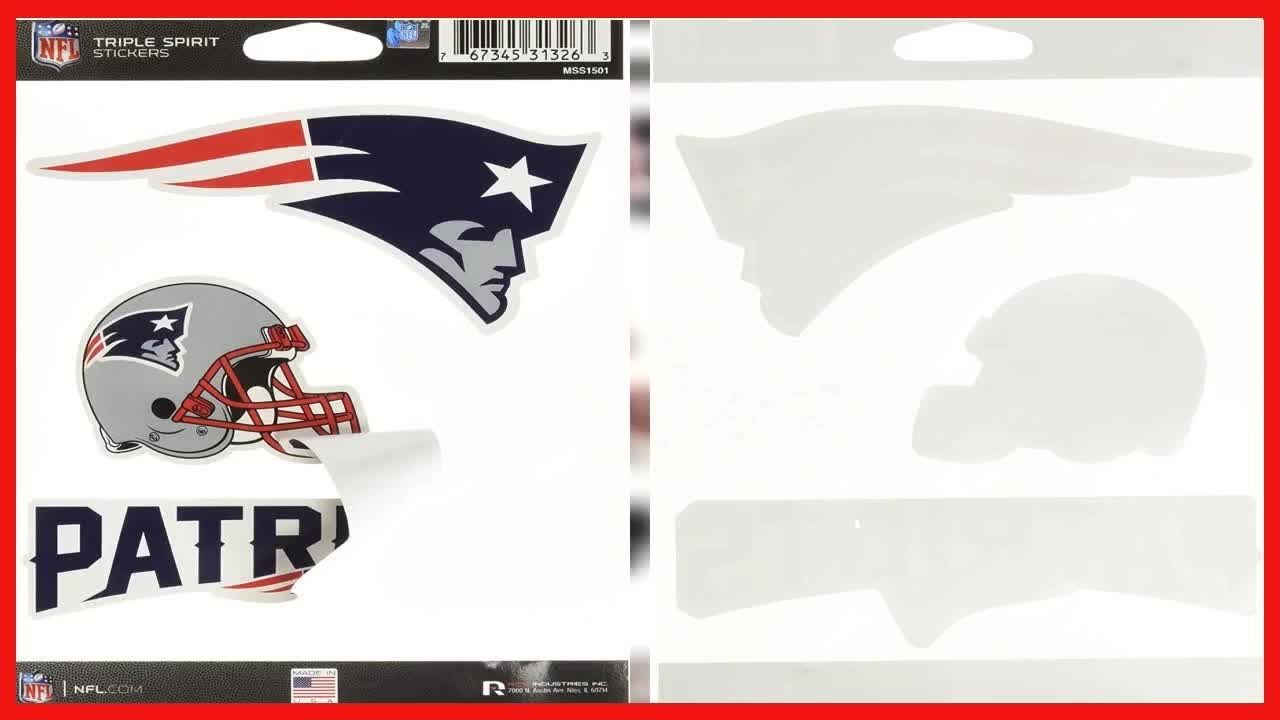NFL New England Patriots Die Cut 3-Piece Triple Spirit Sticker Sheet ...