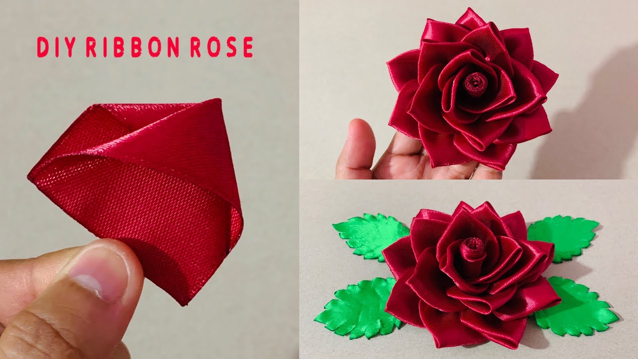 How to make ribbon rose | DIY: Ribbon Flowers | DIY Satin Ribbon Rose ...