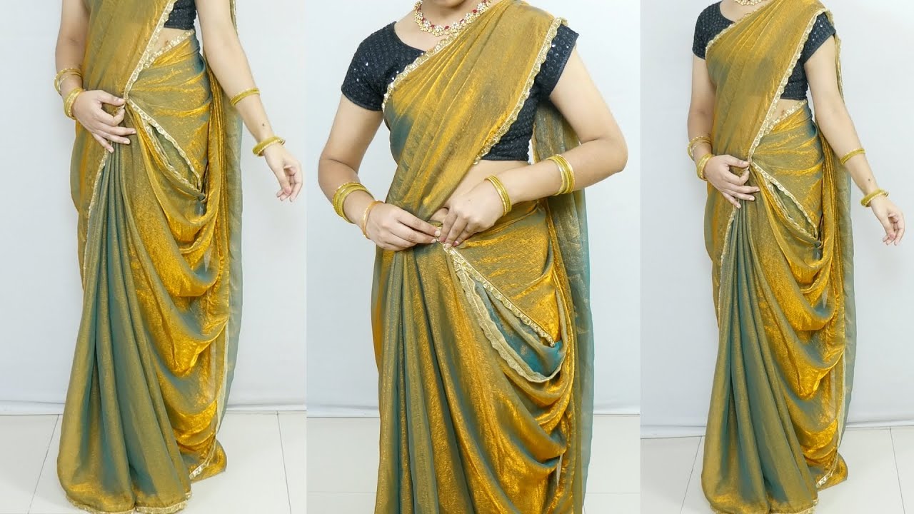 Very Beautiful & New Different Saree draping Style For Beginners |Easy ...