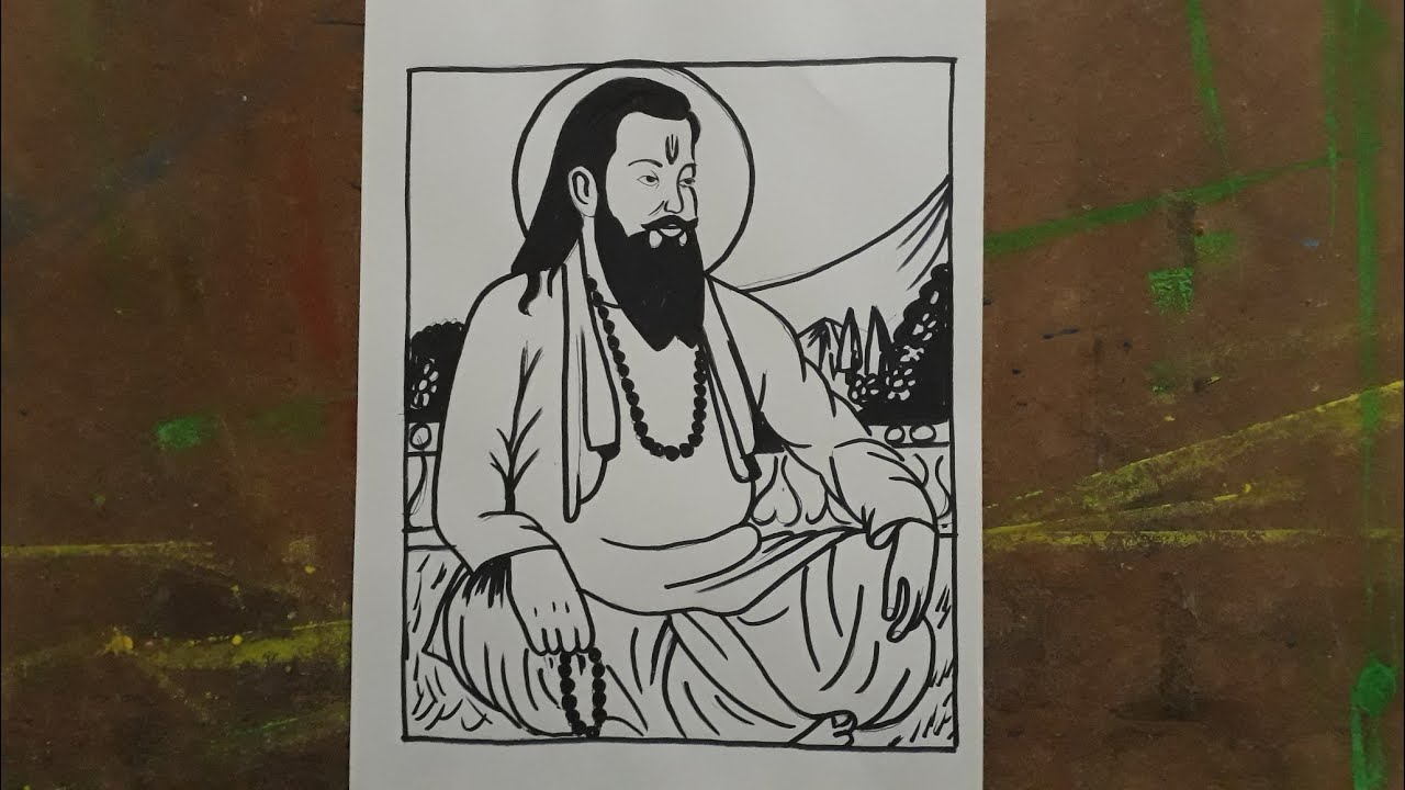 ravidas drawing easy |ravidas maharaj drawing - YouTube