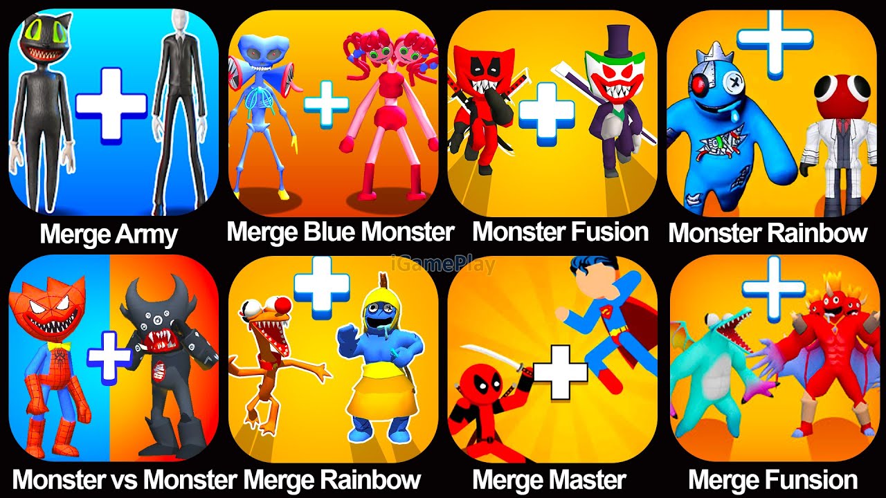 Merge Blue Monster, Merge Rainbow Friends, Merge Fusion Rainbow, Merge ...