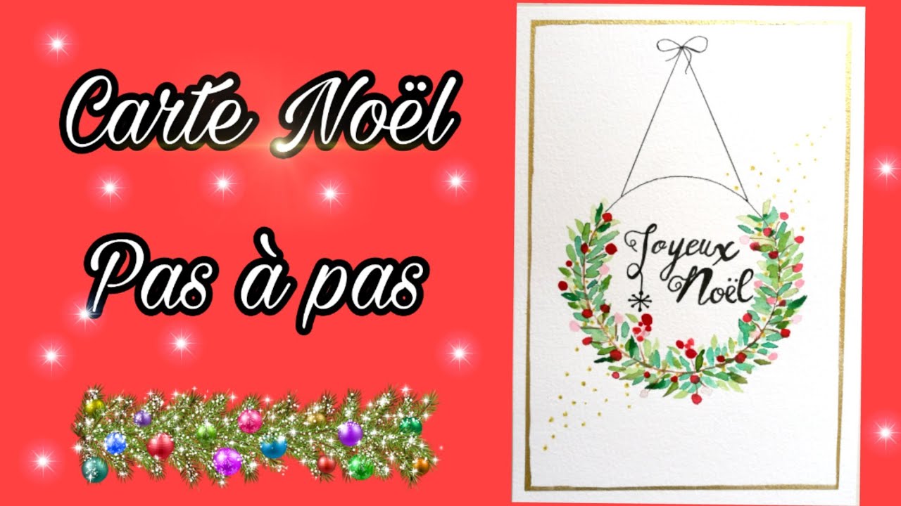 Tutoriel carte de Noël carte de voeux : aquarelle débutant - YouTube