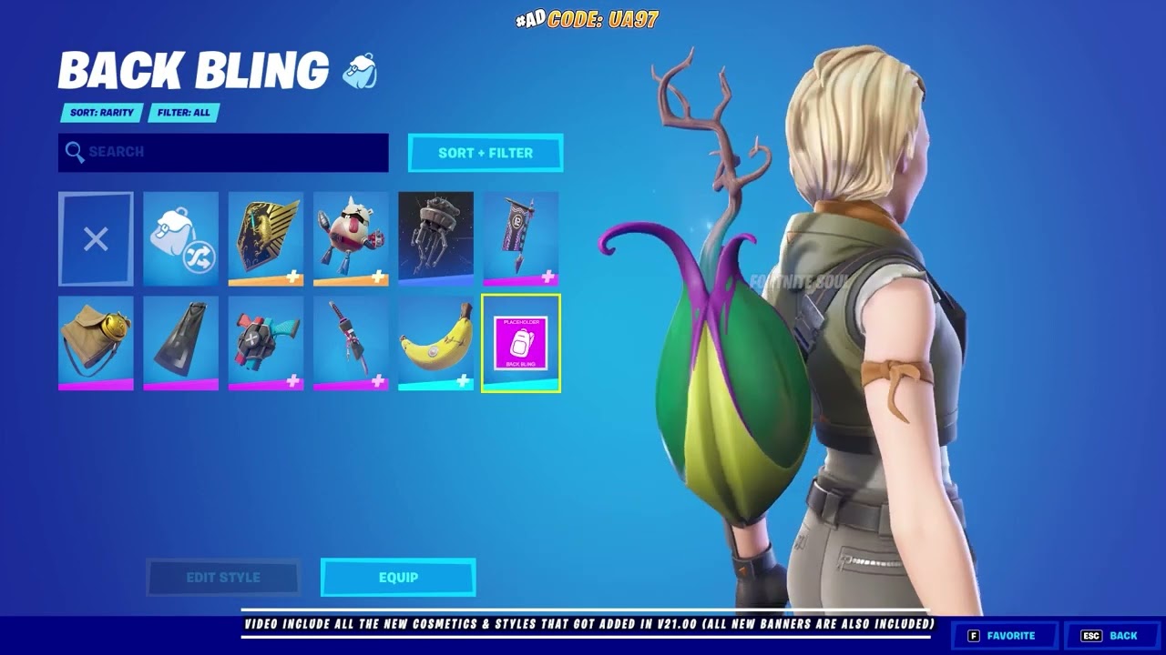Fortnite Chapter 3, Season 3 Reality Sapling Back Bling showcase - YouTube