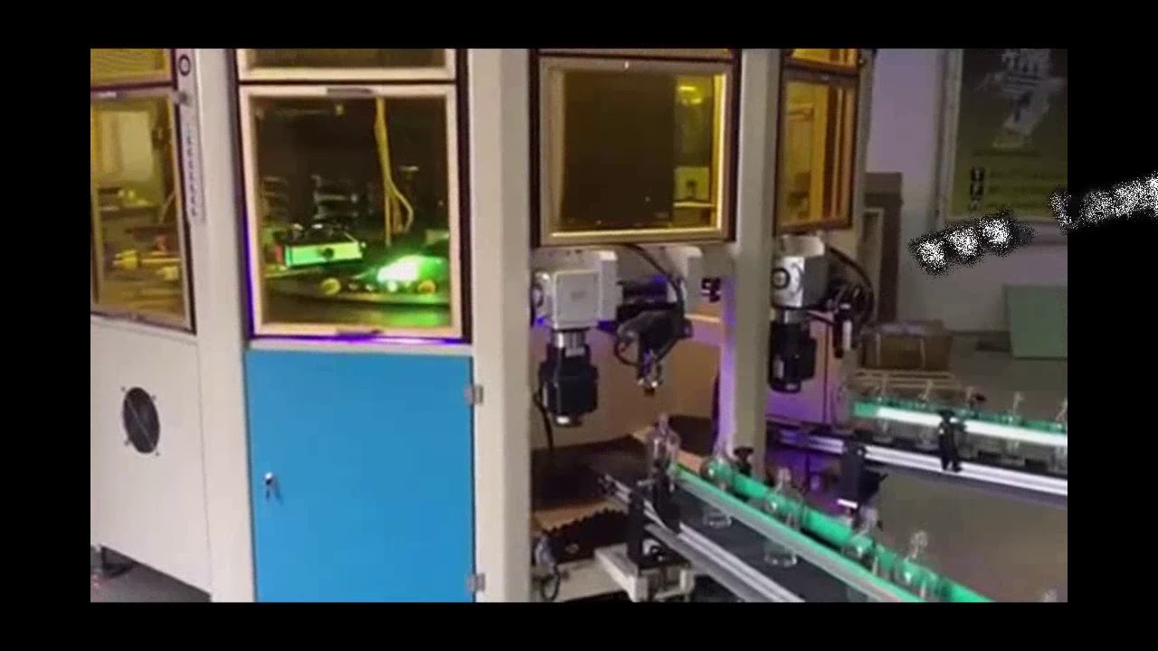 automatic glass bottle screen printing machine - YouTube