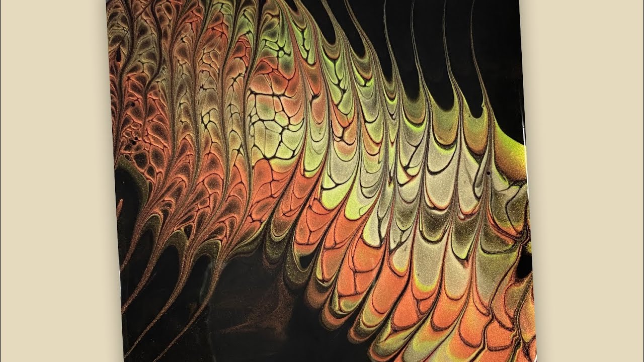 (993) Gold Swipe Technique, with Fork, Acrylic Paint Pouring - YouTube