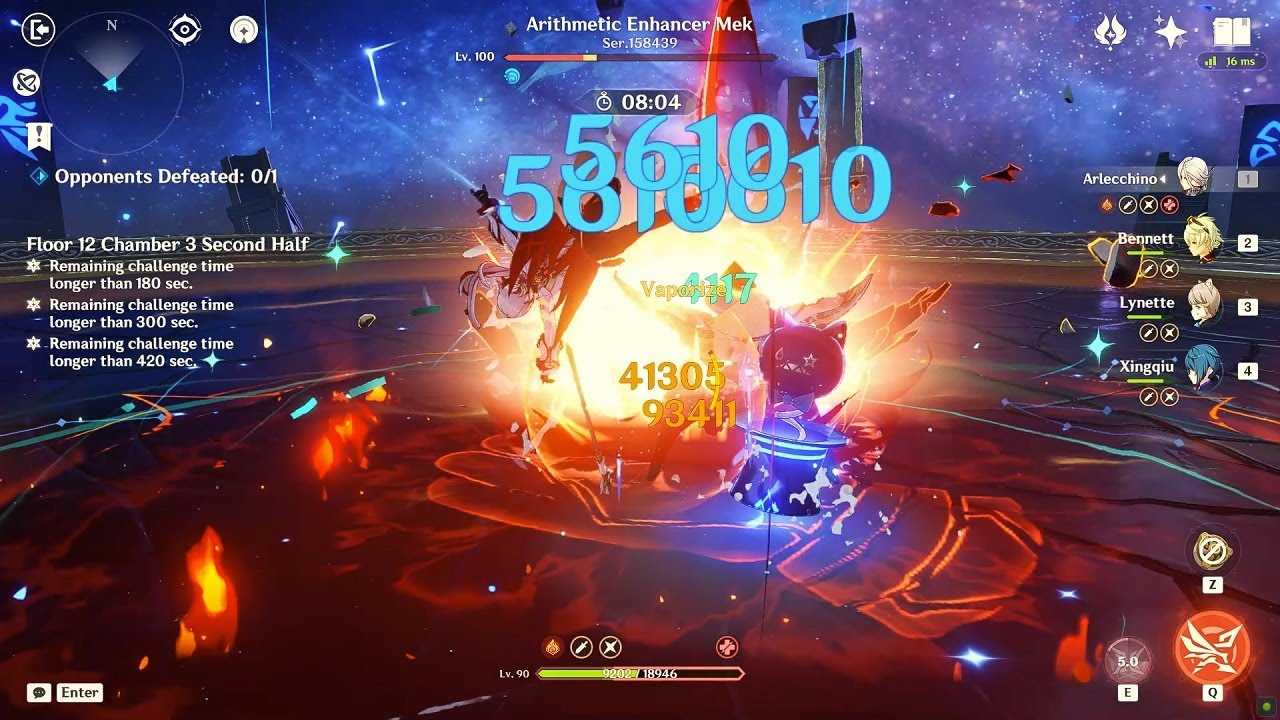 Arlecchino vape with level 1 talents vs Meka Xianyun | Abyss 4.5 | 3/3 ...