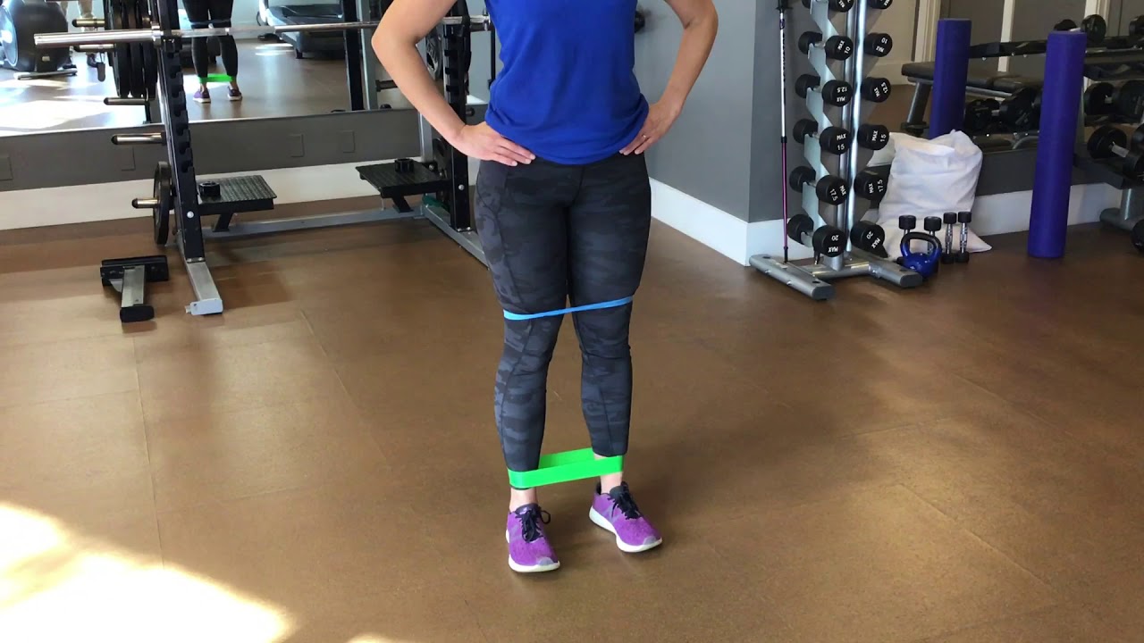 Lateral Step with Bands Knees Straight - YouTube