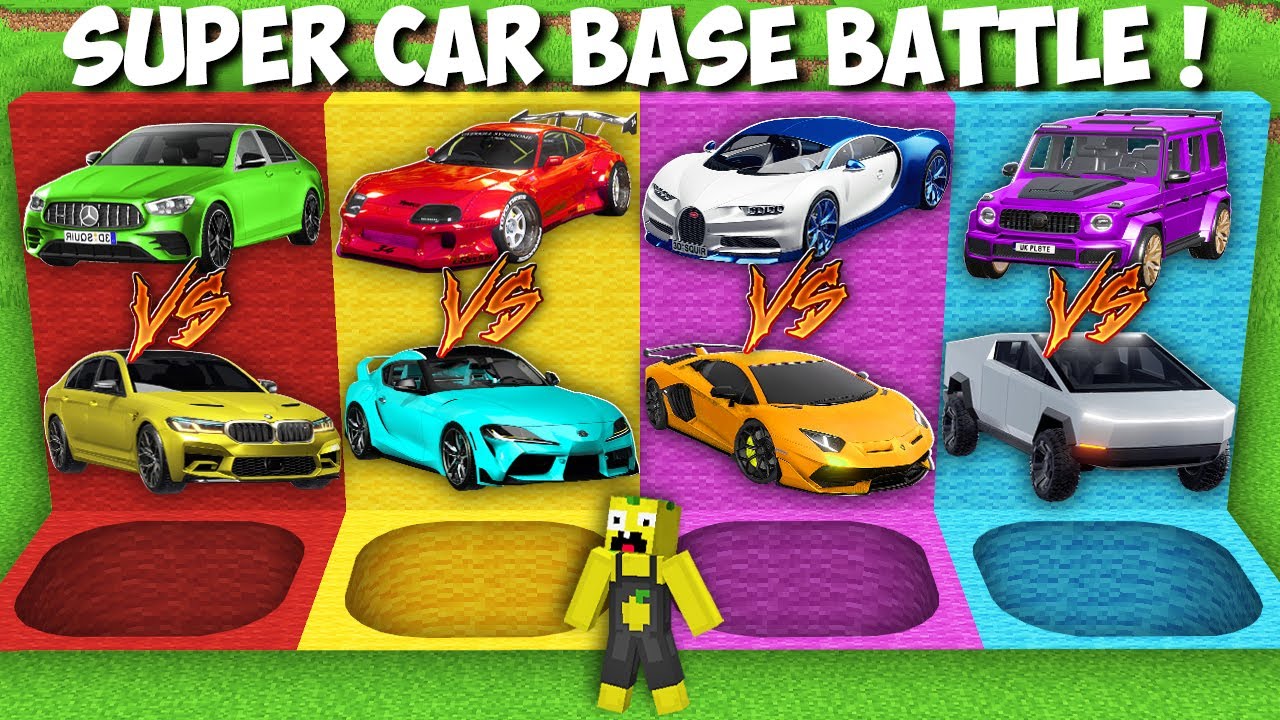 I Survive IN SUPERCARS BATTLE BASEMENT in Minecraft ! SECRET CAR BASE ...