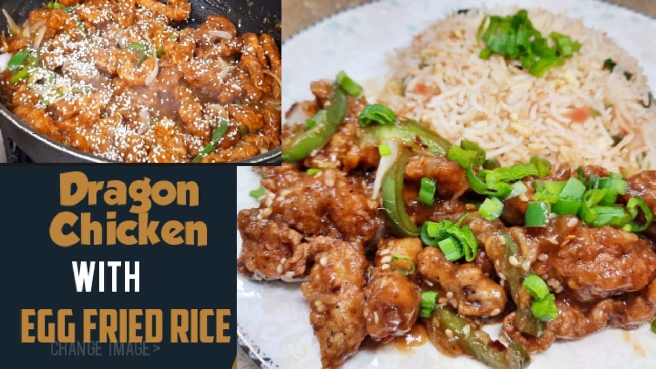 Dragon chicken with fried rice | Restaurant style dragon chicken with ...