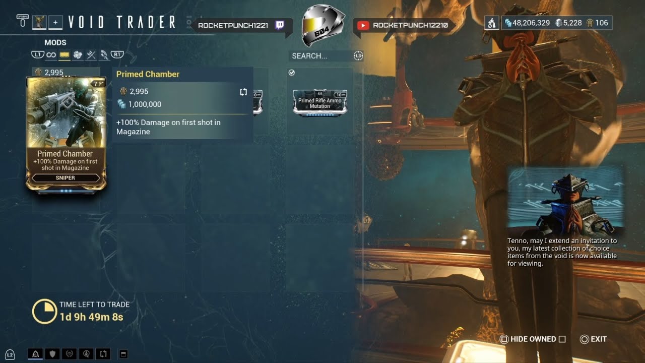 Warframe: Buying Primed Chamber Mod from Baro Ki'Teer - YouTube
