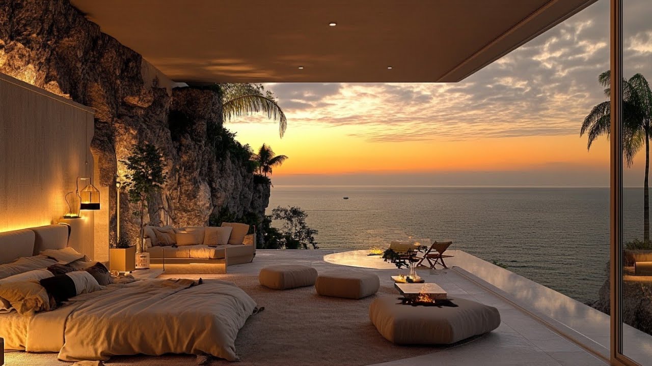 Sleep Deeply With Relaxing Jazz | Tranquil Ocean Sunset & Gentle Sound ...