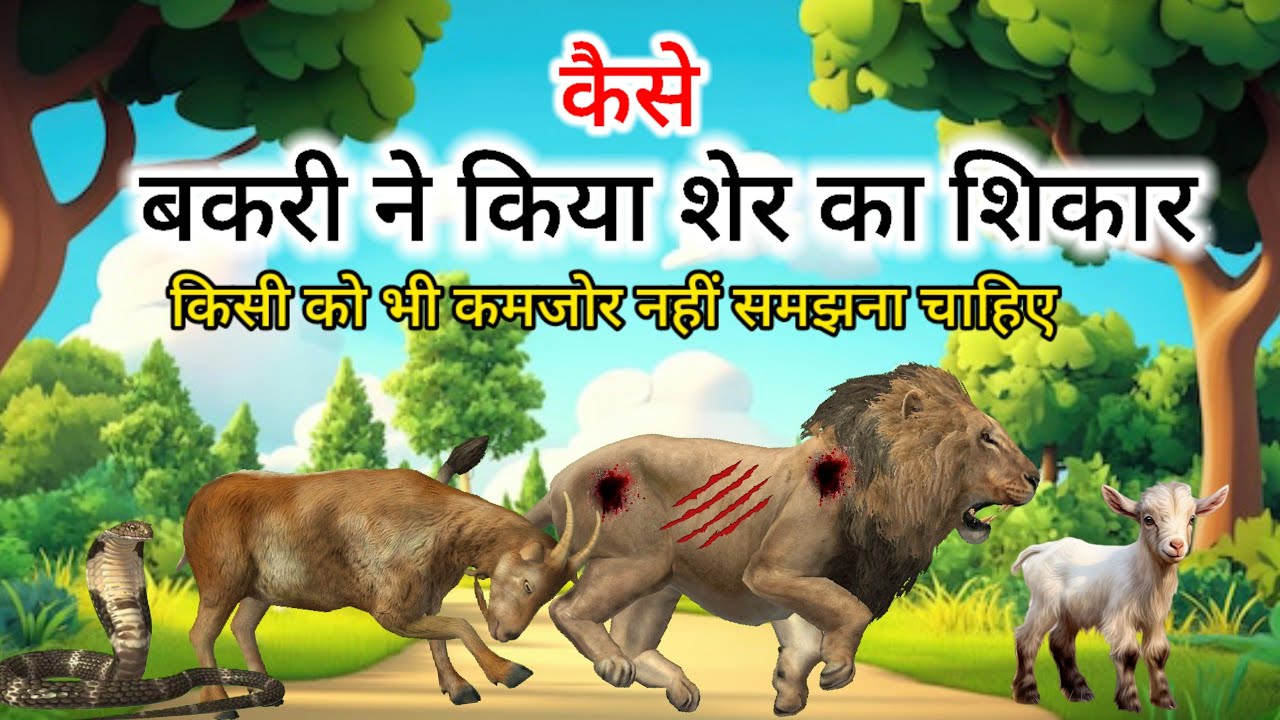 कैसे एक बकरी ने किया शेर का शिकार | cartoon video | sher aur Bakri ki ...