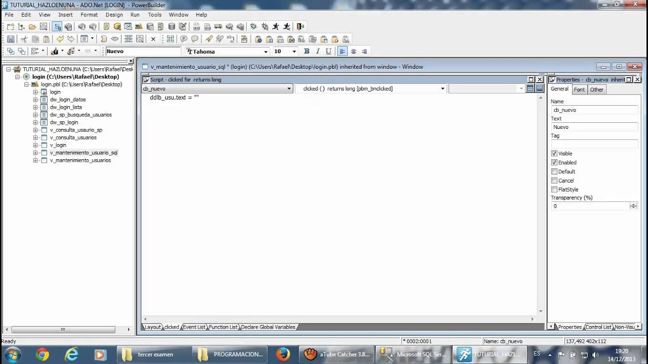 TUTORIAL POWERBUILDER COMO HACER MANTENIMIENTO DE REGISTROS DATOS SQLSERVER BASADO EN SQL ...