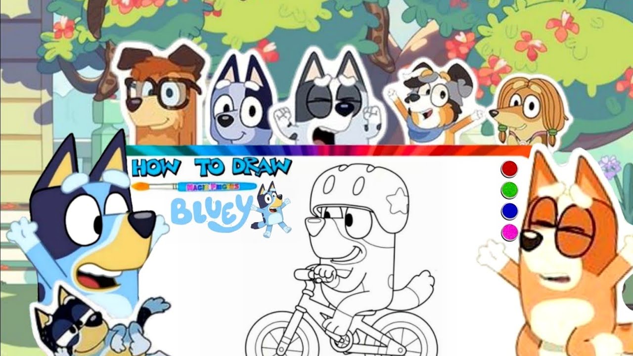 Easy Bluey Drawing Tutorial for Kids 😱 Learn to Draw Bluey and Bingo 💙🧡 ...