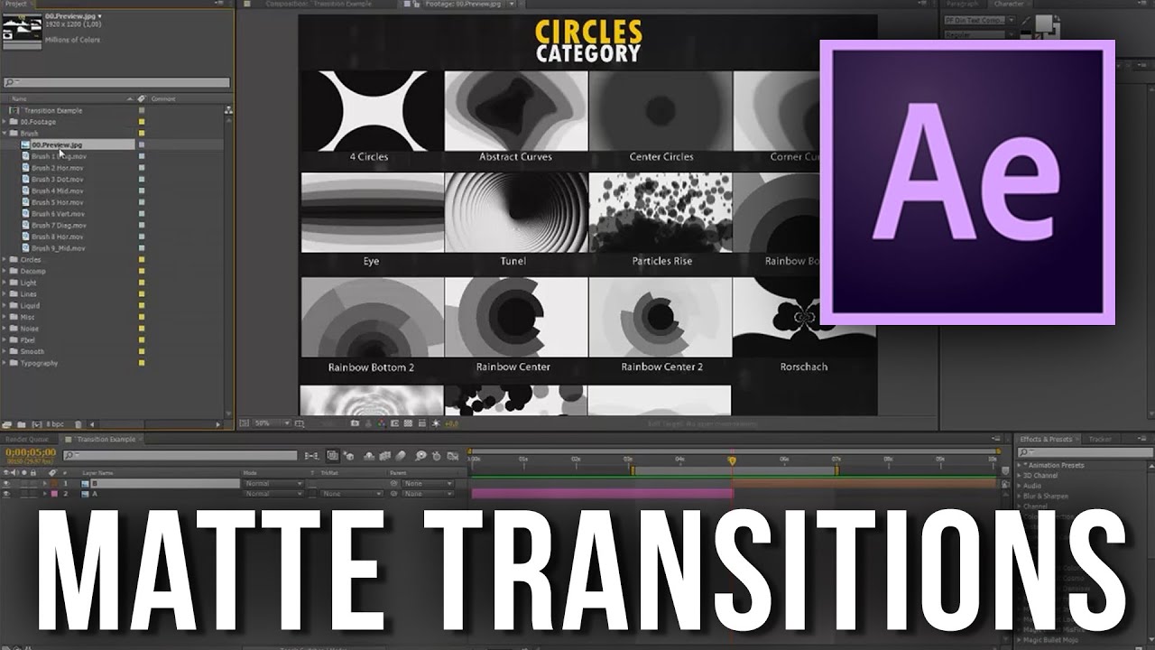 170 transitions Pack - How to use them in After Effects - YouTube