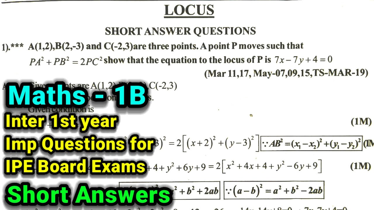 Inter 1st Year Maths 1B 1 Locus Chapter Important Questions For inter-1st-year-maths-1b-1-locus-chapter-important-questions-for