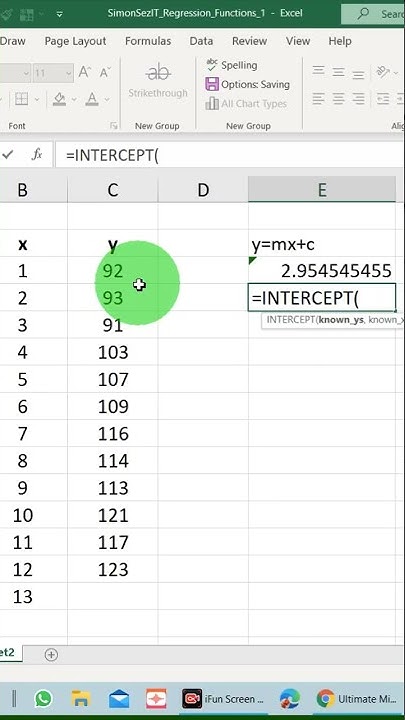 Intercept function in ms excel please watch full videos on my YouTube channel - YouTube