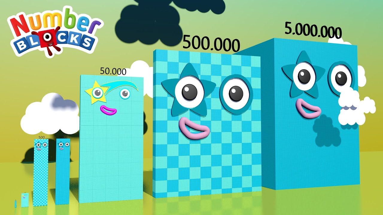 Numberblocks Comparison 5 50 500 5000 50.000 to 5.000 000 Standing Tall ...