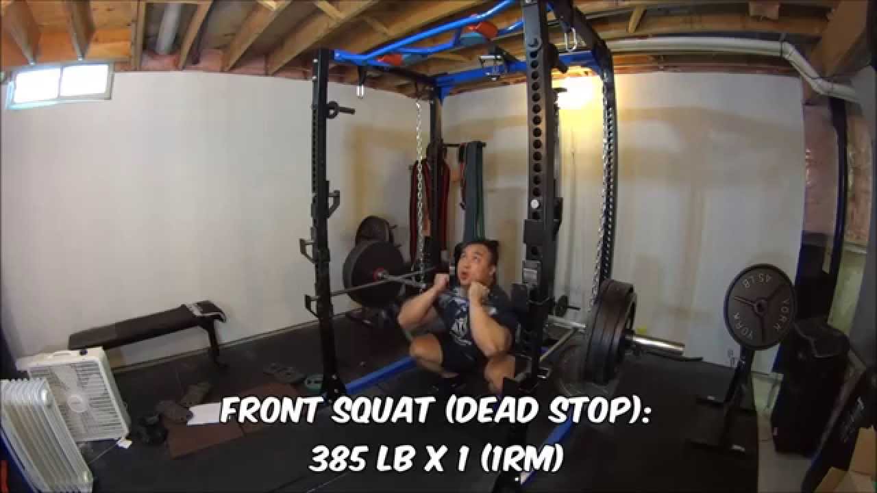 Paused Front Squat (No Belt) 410 lb x 1 (1RM) & Dead Stop/Bottom-Up ...