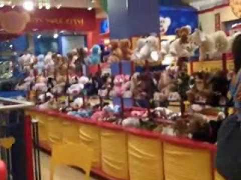 At build a bear workshop in NYC stuffing my peace bear and bunny ...