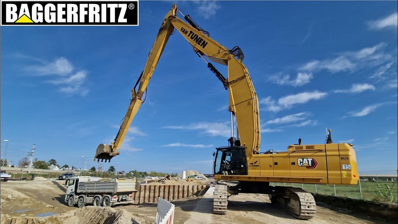 HUGE Caterpillar 395 Triple from Van Tunen is digging gravel - YouTube