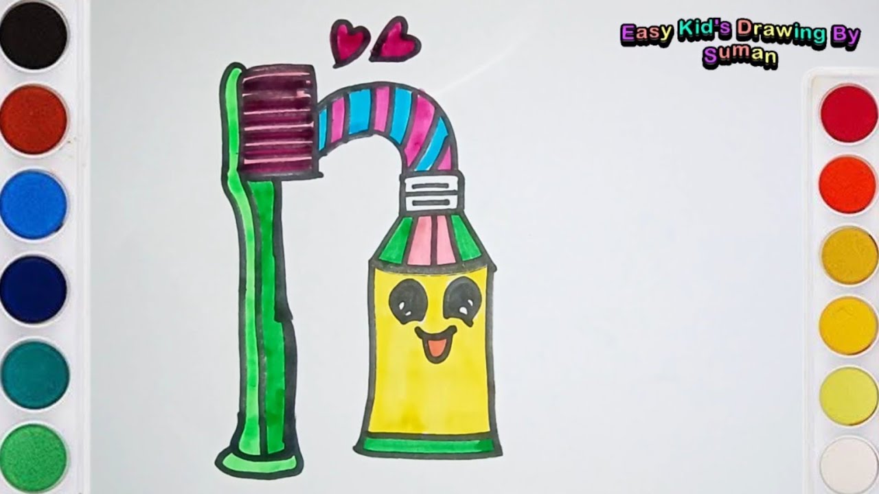 How to Draw Toothpaste and Toothbrush 🪥. Toothbrush and Toothpaste easy ...