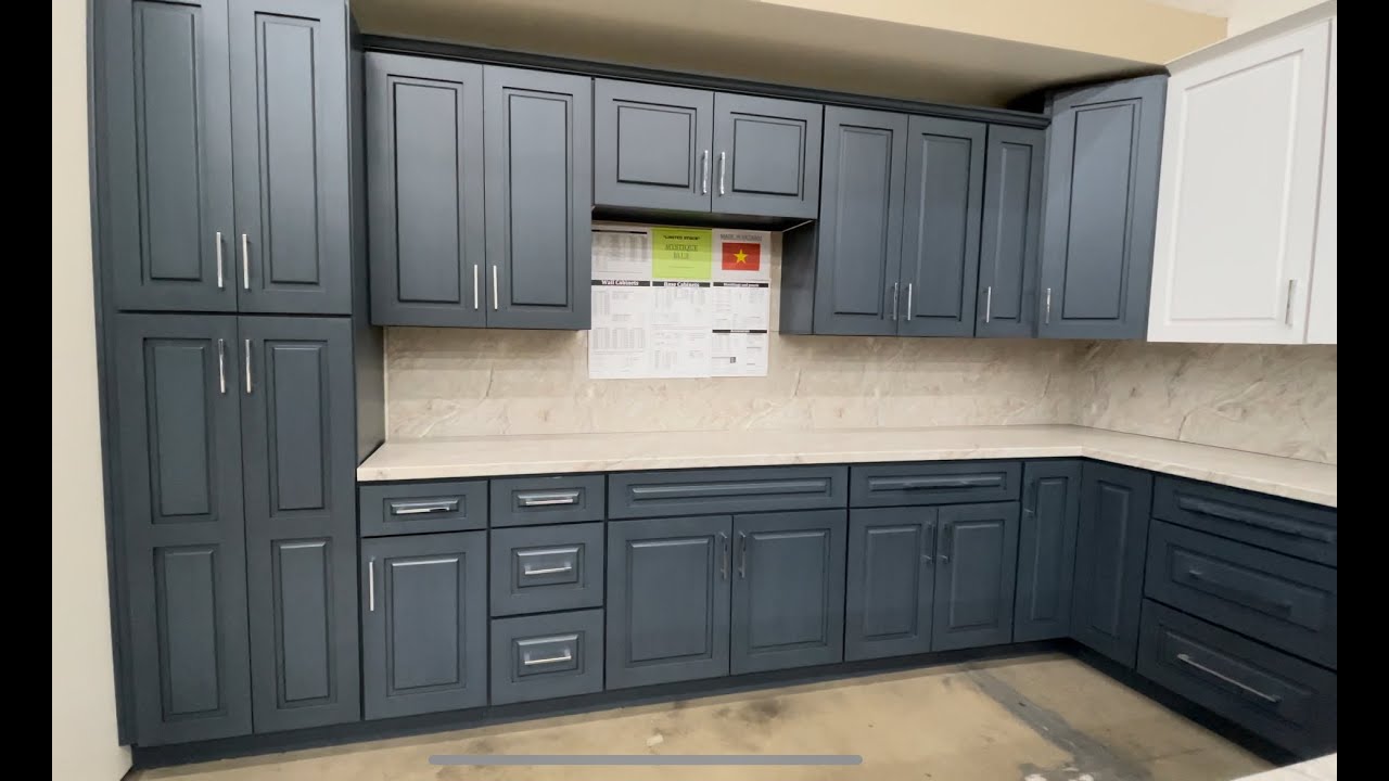 Mystique Blue Kitchen Cabinets - YouTube