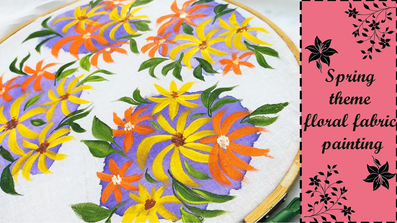 Simple spring theme floral fabric painting. Saree/Dress painting ideas ...