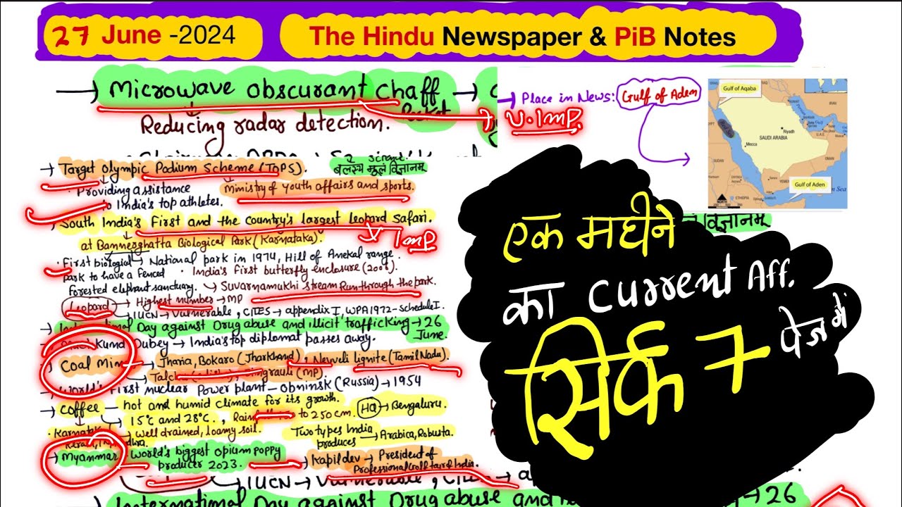 27 June 2024 | The Hindu Notes | Pib Notes | Handwritten Notes For UPSC ...