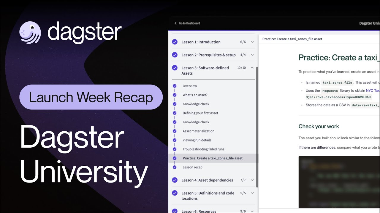 Introducing Dagster University -- Dagster Launch Week - Fall 2023 - YouTube