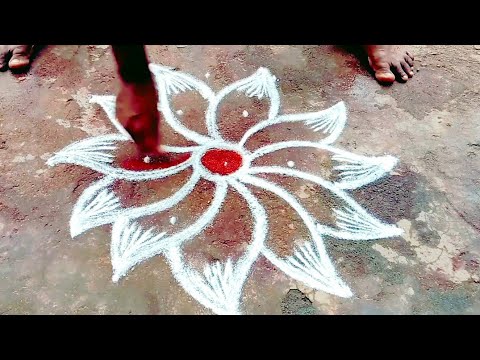 Village vaikasi madham eesy traditional Rangoli 5/3 dost flower 🌺🌹 ...
