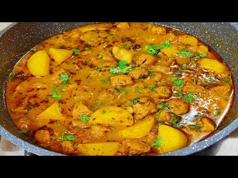 Aloo Soyabean Ki Sabji | Aloo Soya Chunks Curry Recipe| Aloo Soyabean ...