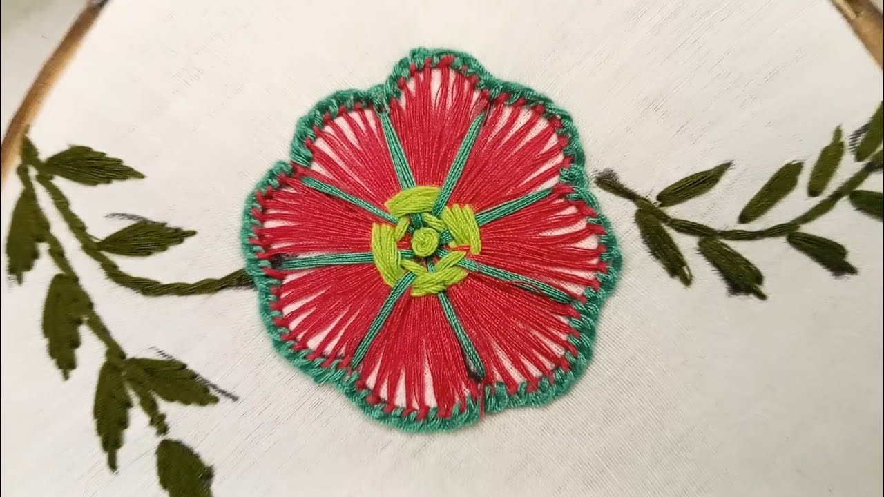 Beautiful flower vein hand embroidery design. - YouTube