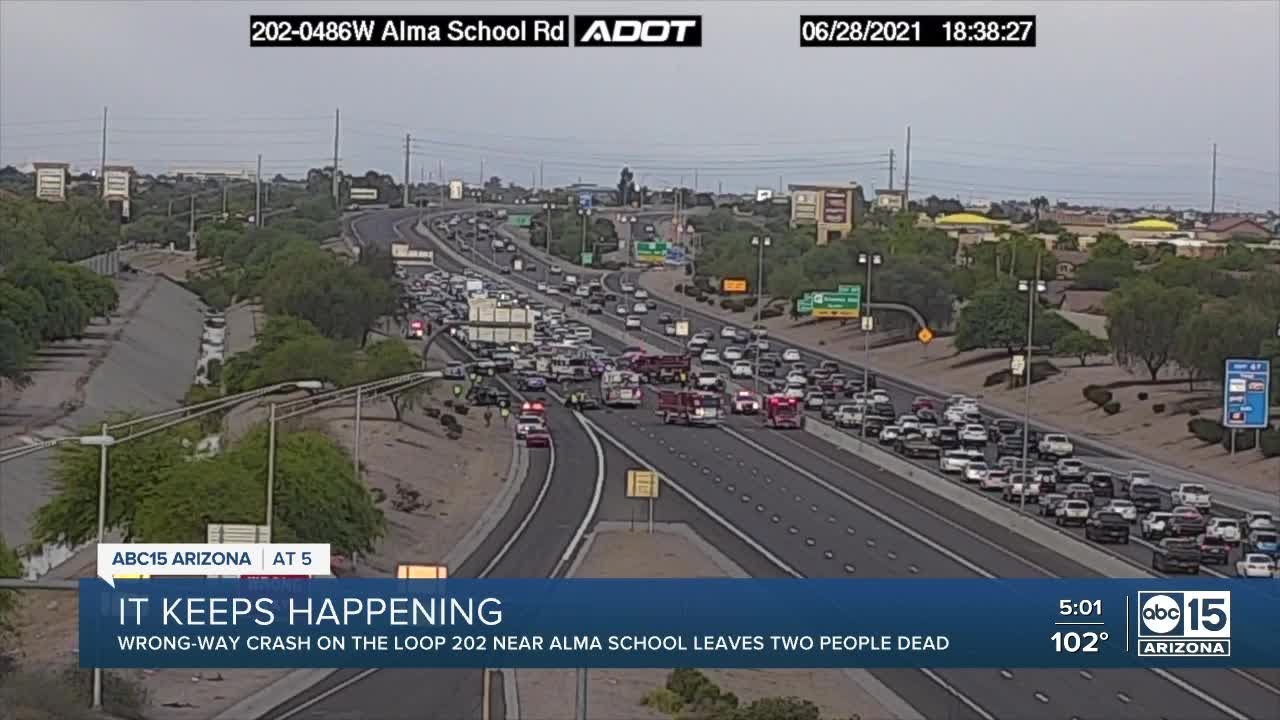 Two dead in crash involving wrong-way driver along Loop 202 Santan ...