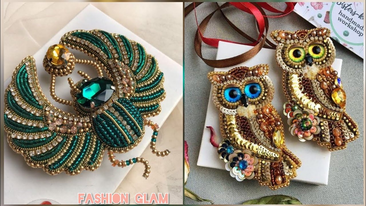 Different Types Of Beads Embroidered Brooches Patterns Ideas/Beaded ...