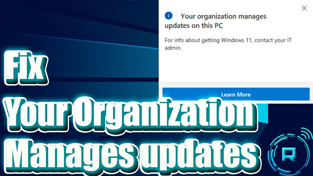 Fix Your Organization Manages updates on this PC Error - YouTube