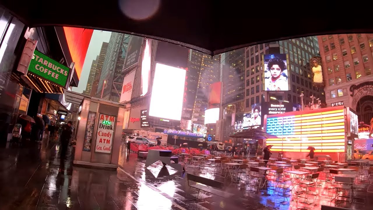 ⁴ᴷ⁶⁰ Walking Midtown Manhattan in the Rain (1st Avenue, Times Square ...