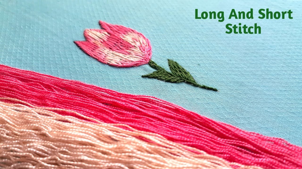 Long and short stitch, Tulip flower, embroidery flower, #handembroidery ...