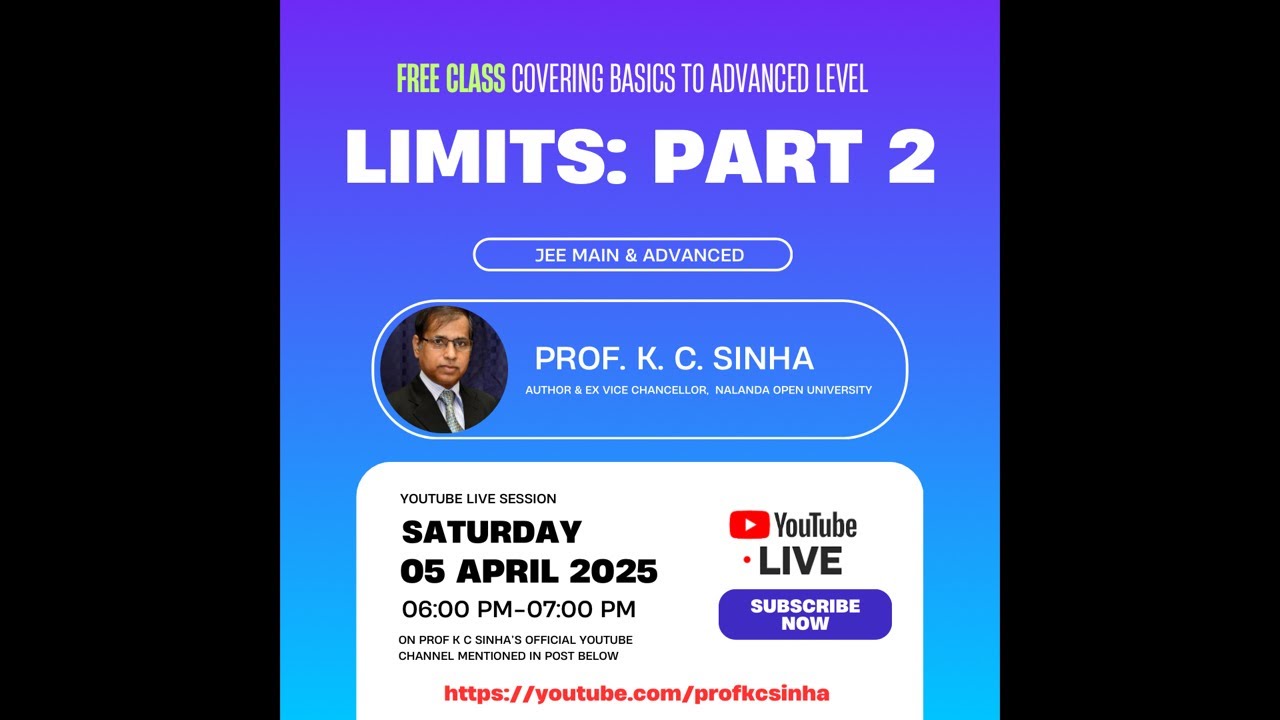 Lecture 2 of 5: Free Class Covering Basics to Advanced Level | LIMITS | JEE MAIN & ADVANCED ...