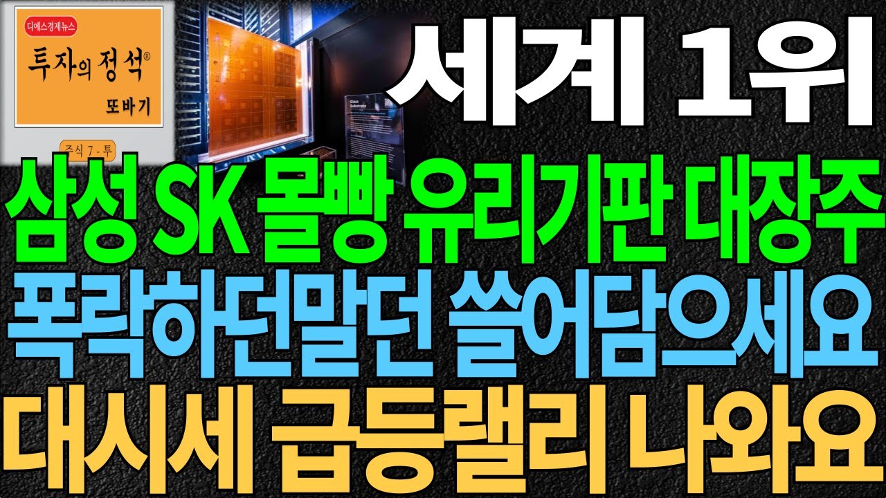 유리기판 대장주 세계 1위 삼성 Sk 몰빵 유리기판 대장주 폭락하던 말던 쓸어 담으세요 대시세 급등랠리 나와요 유리기판관련주
