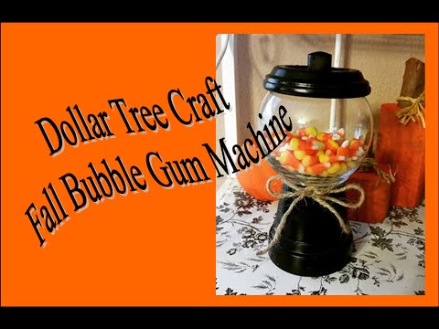 Fall Dollar Tree Craft Candy Corn Bubble Gum Machine - YouTube