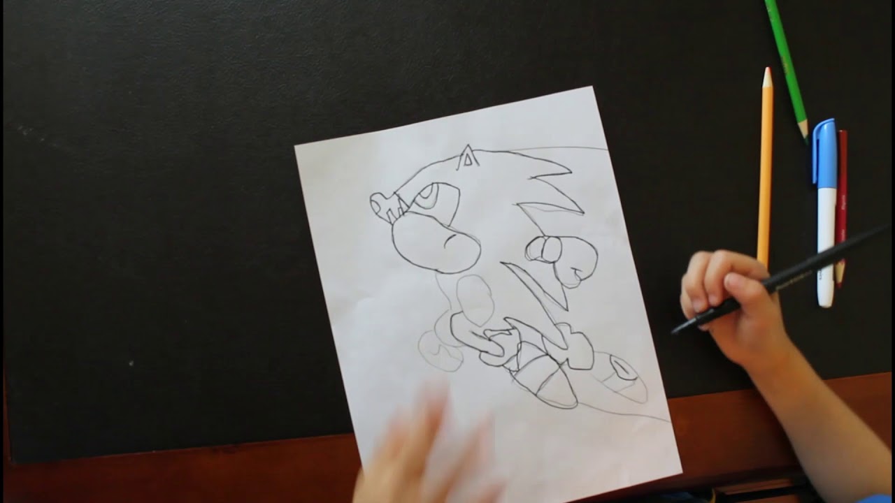 How to draw Sonic jumping off a building - YouTube
