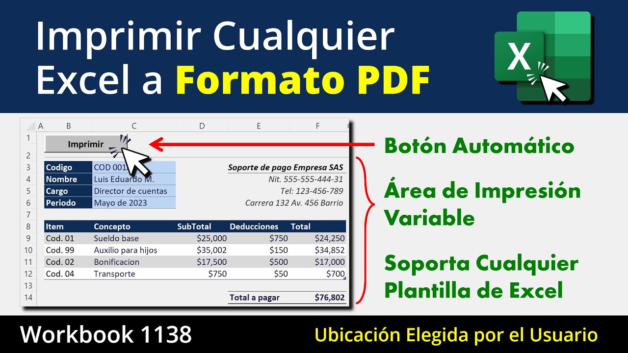 Botón para Imprimir Cualquier Formato de Excel a PDF - YouTube