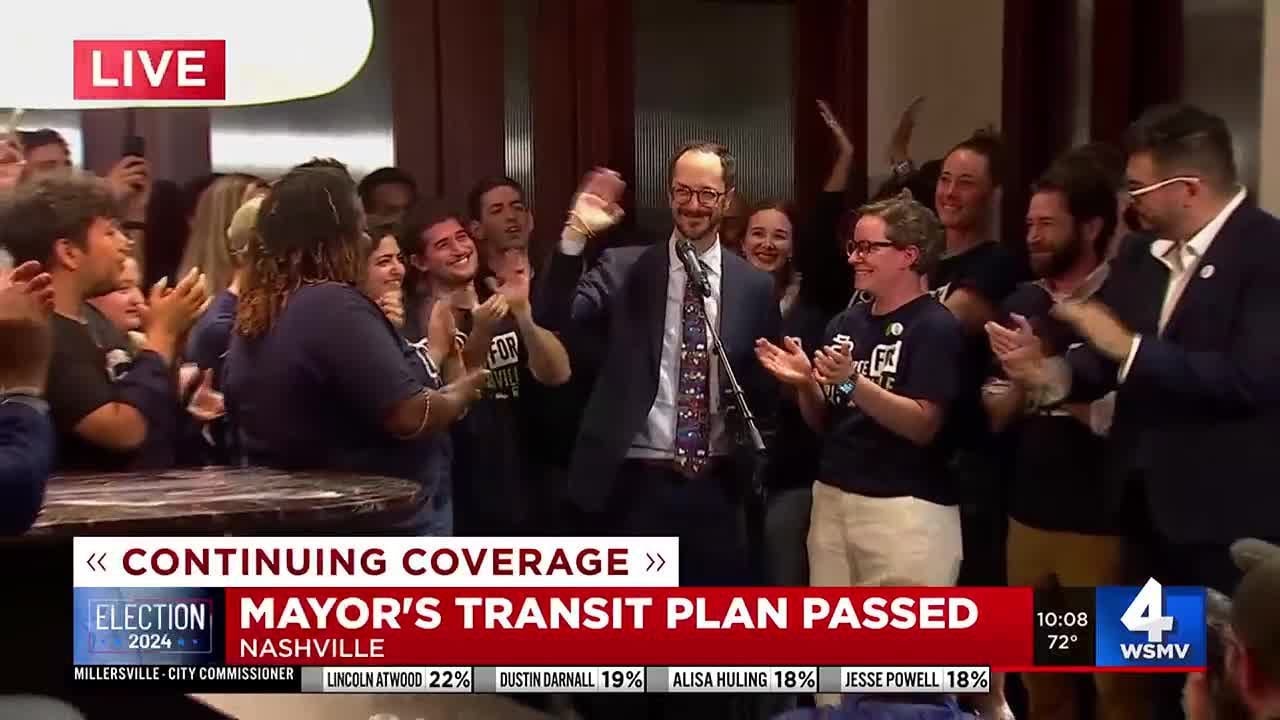 Mayor Freddie O'Connell's transit plan passes in Davidson County - YouTube
