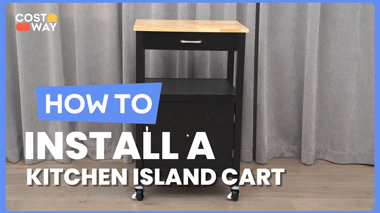 How to Install the Rolling Kitchen Island Cart with Drawer and Side ...