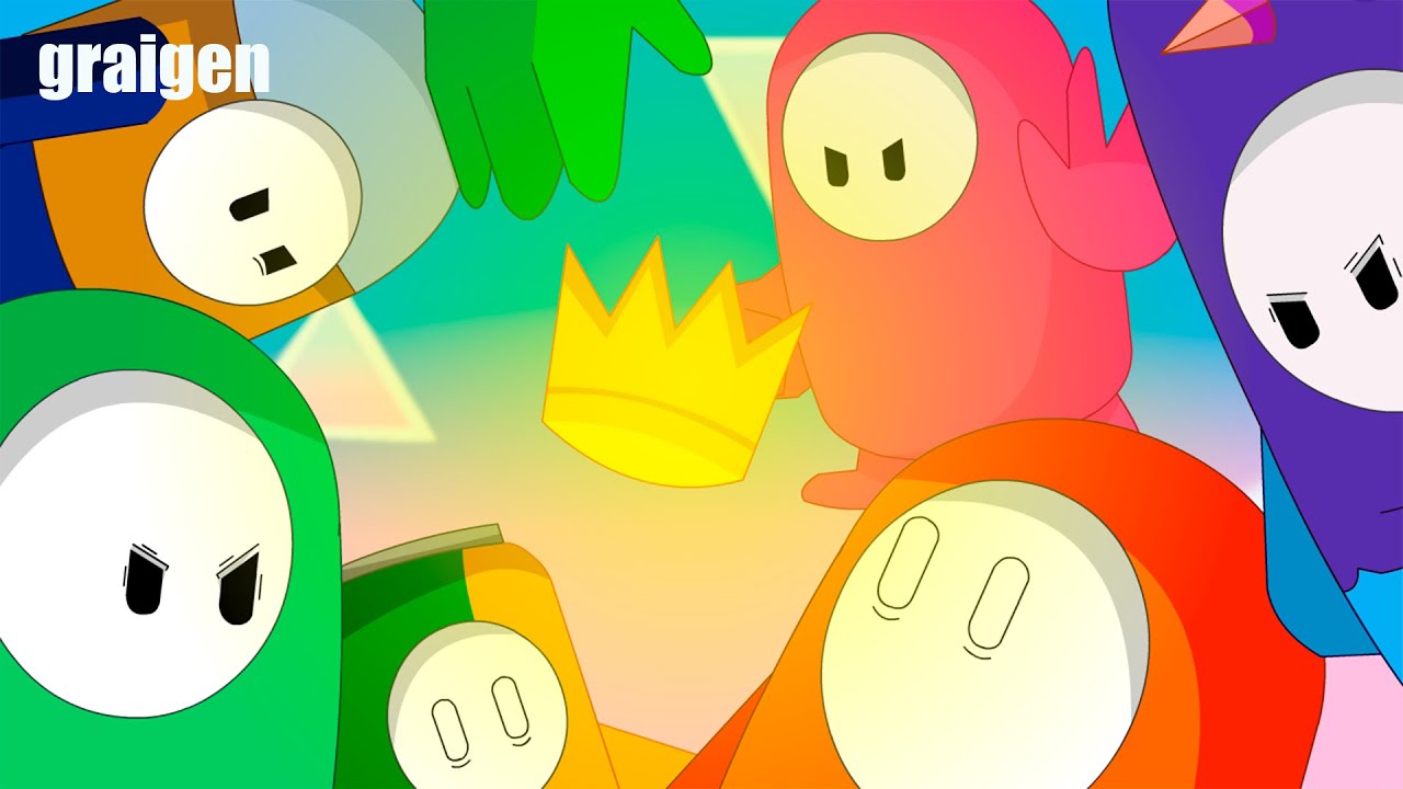 la batalla por la corona // fall guys animacion - YouTube
