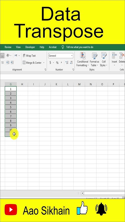 Data Transpose in excel - YouTube